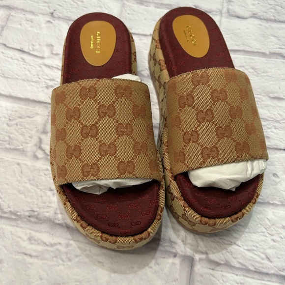 Gucci | Shoes | Gucci Platform Canvas Slides | Poshmark